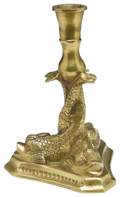 Brass Three Dolphin Candlestick - Beach Style - Candleholders - by ...