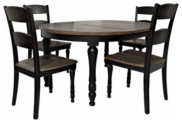 Madison County Reclaimed Pine 66 Oval Farmhouse Five-Piece Dining Set ...