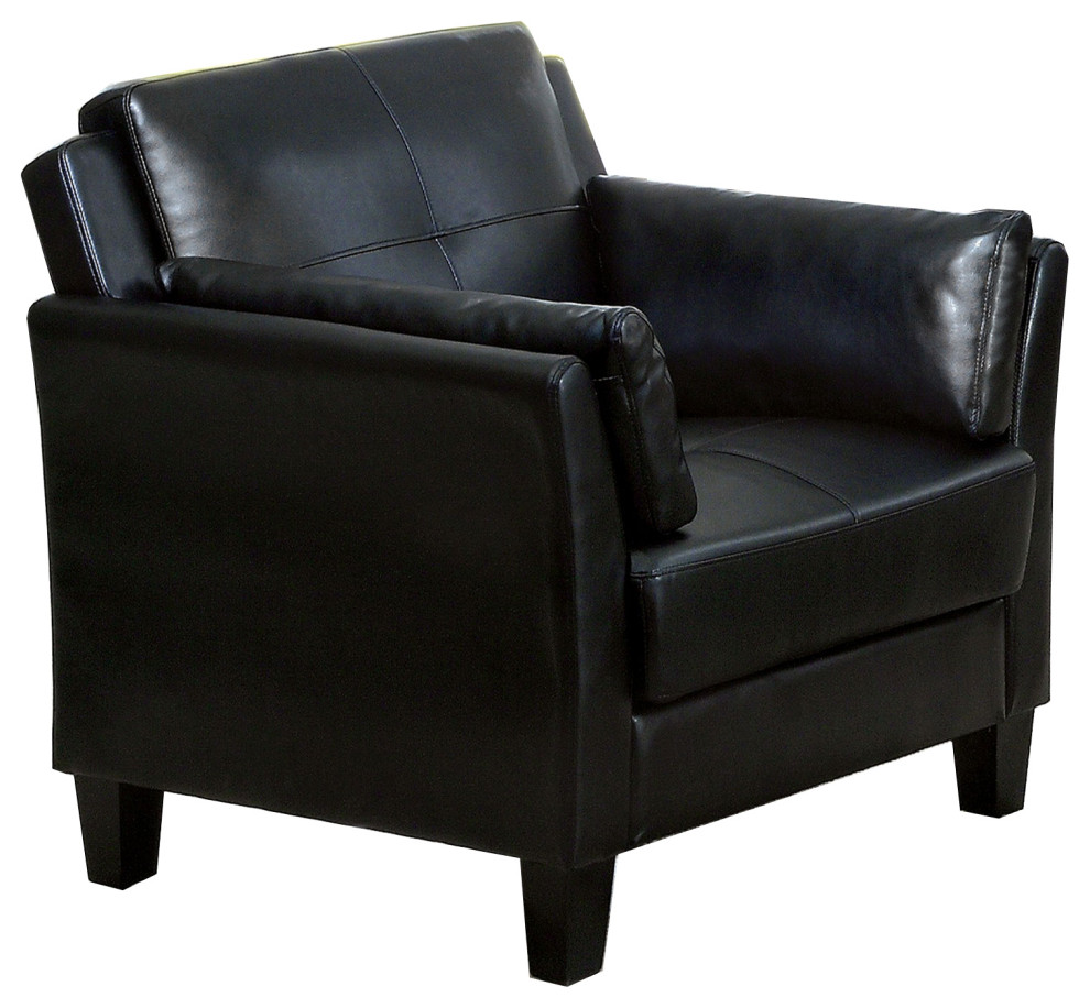 Benzara BM207933 Leather Upholstered Chair with Arms & Stitching ...