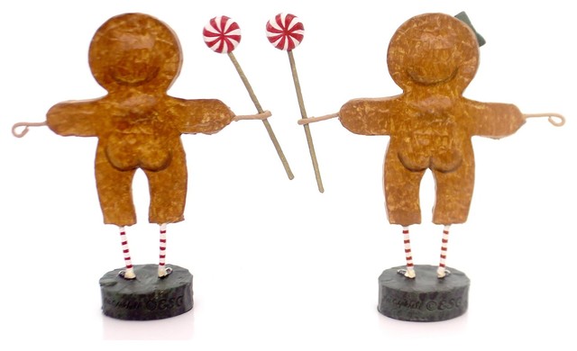Lori Mitchell Gingerbread Boy/Girl Polyresin Peppermint Candy Christmas ...