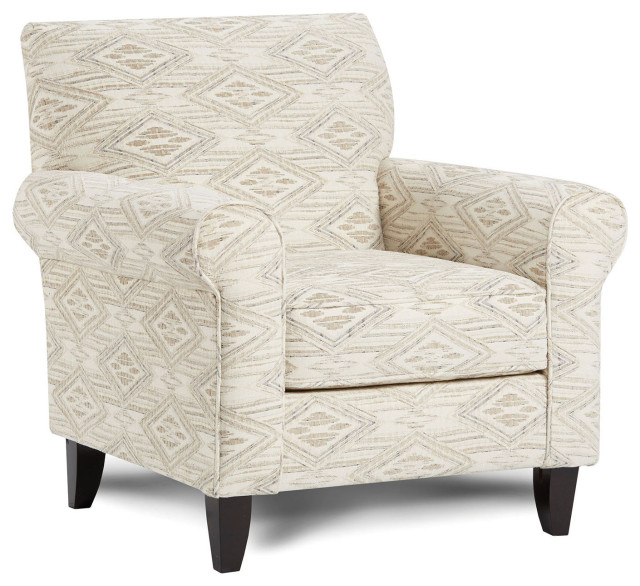 Chenille Upholstered Chair With Rounded Arms, Diamond Multi ...