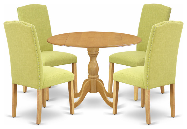 3 Pc Dining Set, Oak Small Table, 2 Limelight Chairs, High Back, Oak ...