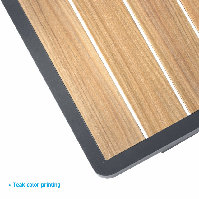 Higold 4+1 Piece Outdoor Aluminum Patio Dining Set with Teak Finish ...