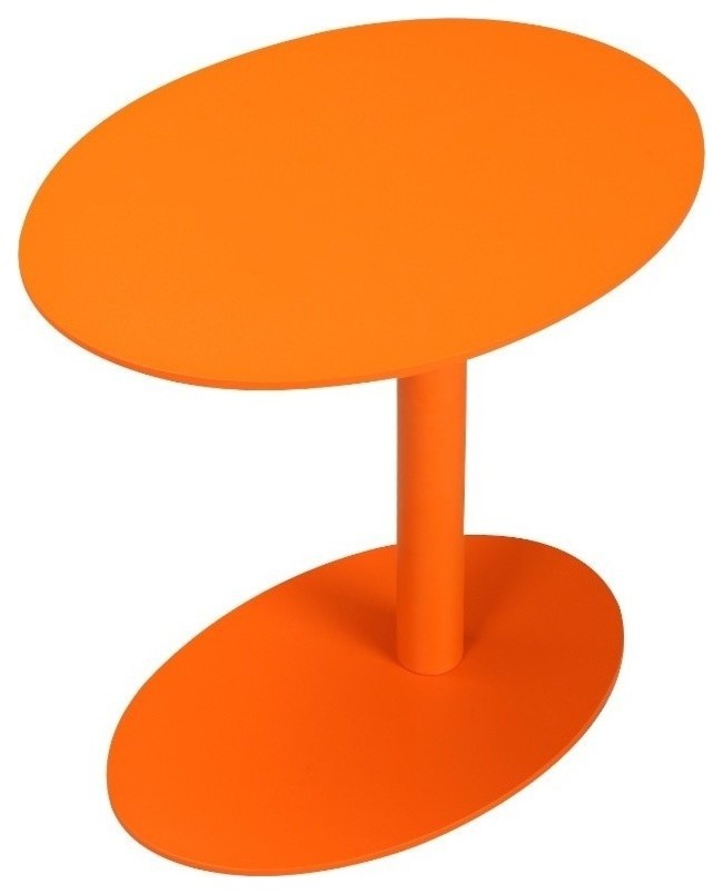 Metal Outdoor Side Table With Oval Top and Base, Orange - Contemporary ...