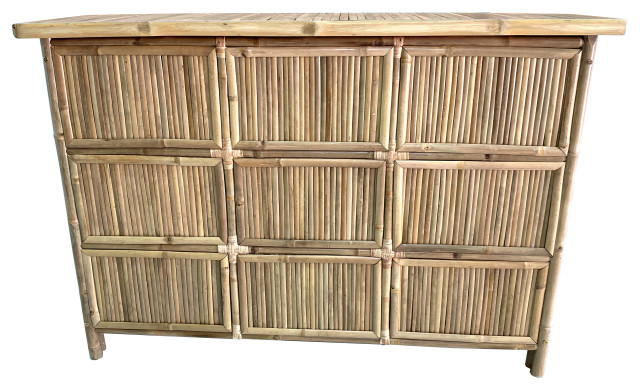 Bamboo Bar Counter With Door, 24"W X 64"L X 44"H - Asian - Outdoor Pub ...
