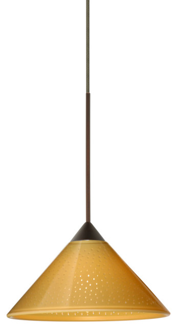 Kona 1 Light Pendant, Bronze, LED, Mango Starpoint Glass - Contemporary ...