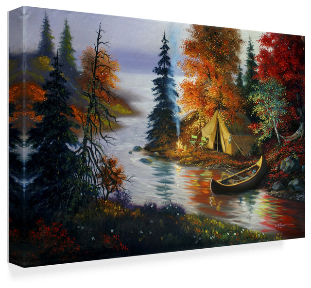 "Tent Canoe" by D. Rusty Rust, Canvas Art, 12"x19" - Rustic - Prints ...