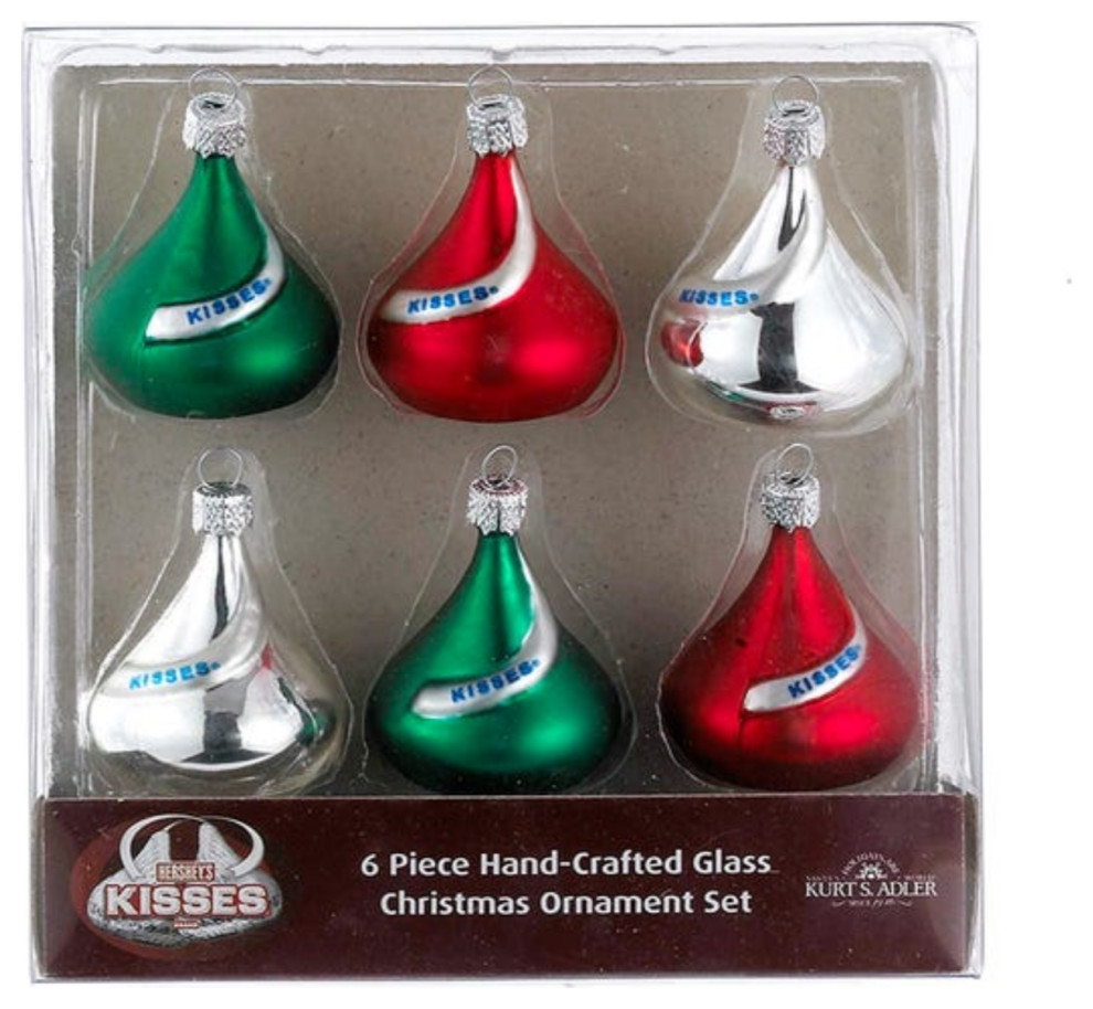 Hershey's Miniature Kisses Glass Ornaments, 6-Piece Box Set, 1.5 ...