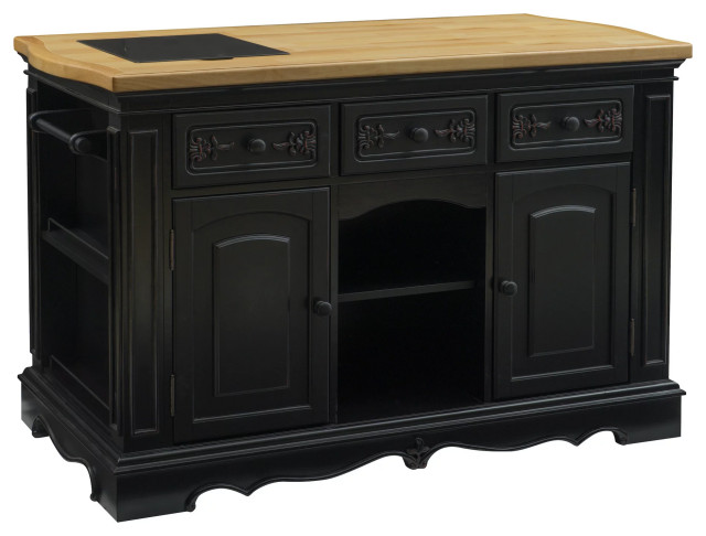 Classic Kitchen Island, Natural Top & Removable Granite Cutting Surface ...