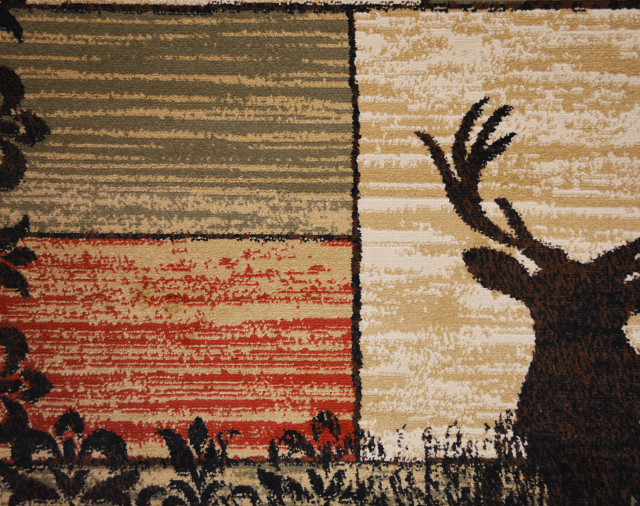 Woodgrain Elk Multi Lodge Area Rug, 5'3"x7'3 - Rustic - Area Rugs - by ...