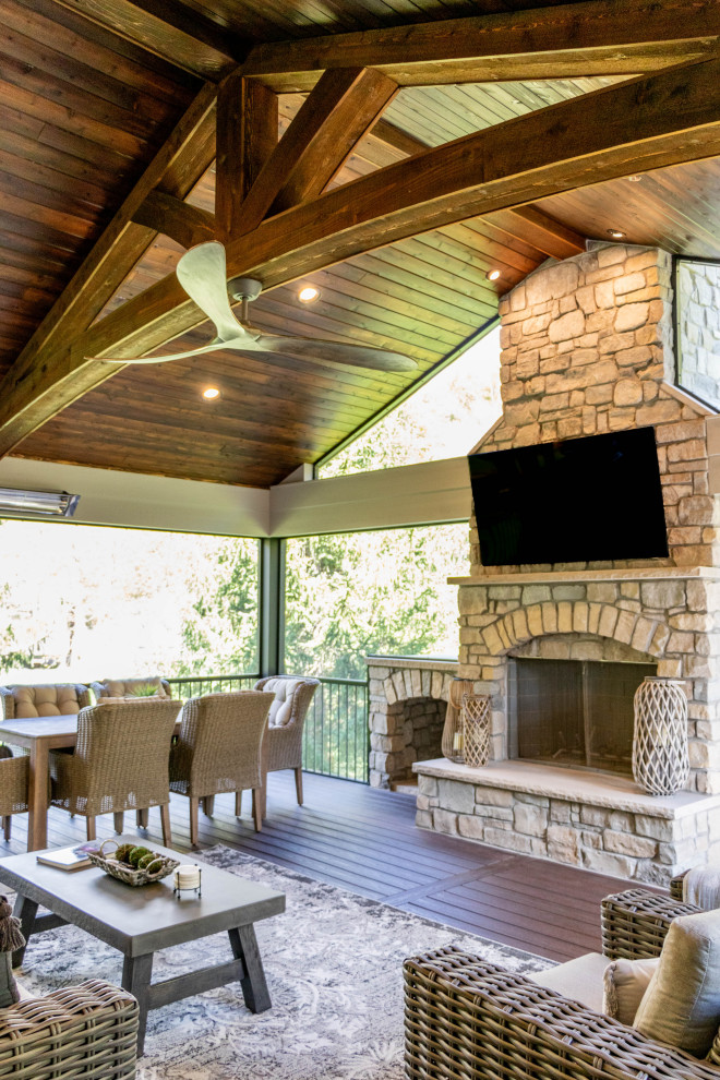 Covered Deck with Screen Room and Custom False Truss - Deck - St Louis ...