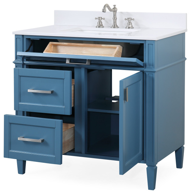 36" Tennant Brand Durand Modern Teal Blue Bathroom Sink Vanity ...