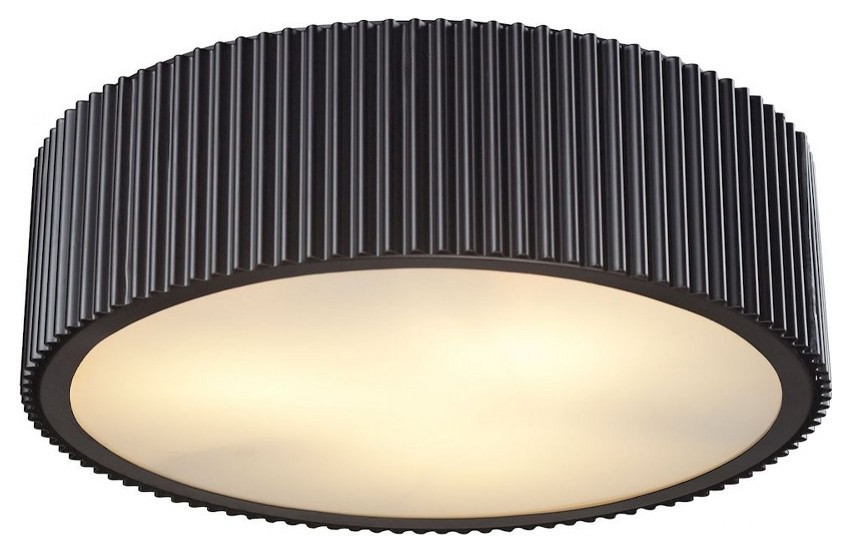 Modern 3-Light Flush Mount Frosted Glass Diffuser in Oil Rubbed Bronze ...