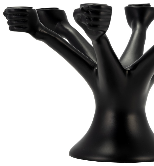 Metal, 13"D, Hands Holding Taper Candelabra, Black, 13x13x8 inches - Contemporary ...