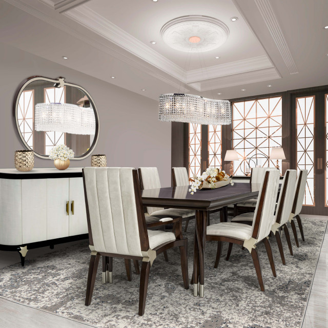 AICO Furniture Paris Chic 13 Piece Dining Table Set - Transitional ...