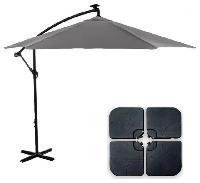 Greemotion Set of 2 Glam 10Ft Gray Cantilever Fabric Patio Umbrella ...