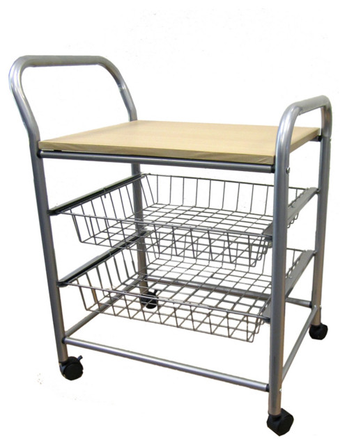 Steel and Natural Wood Multifunctional Utility Cart - Utility Carts ...
