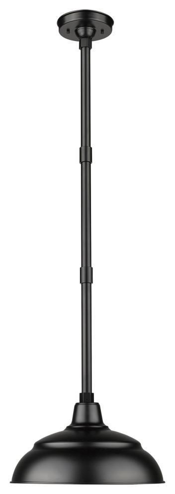 1 Light 14 in. Satin Black RLM Warehouse Shade - Farmhouse - Lighting ...