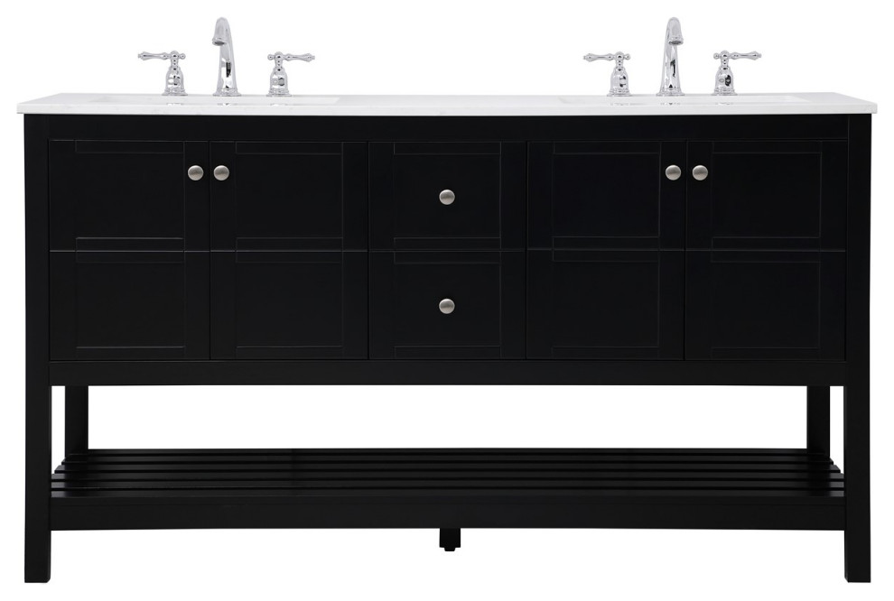 60 Inch Single Bathroom Vanity In Black - Transitional - Bathroom ...