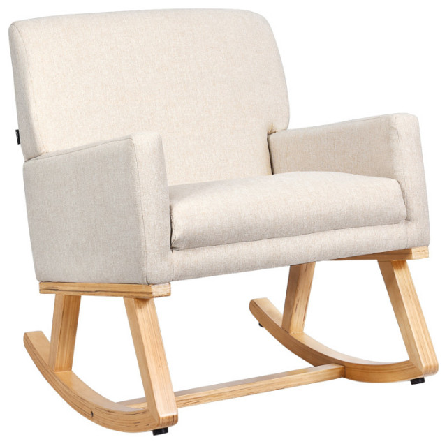 Upholstered Rocking Chair With and Solid Wood Base - Contemporary ...