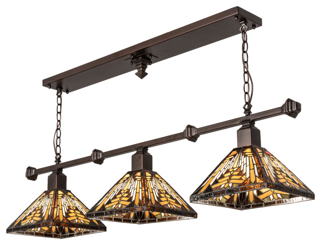 48" Long Nuevo Mission 3 Light Island Pendant - Craftsman - Kitchen ...