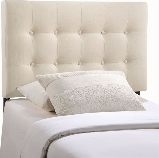 Roseberry Kids Modern Fabric Upholstered Twin Panel Headboard in Ivory ...