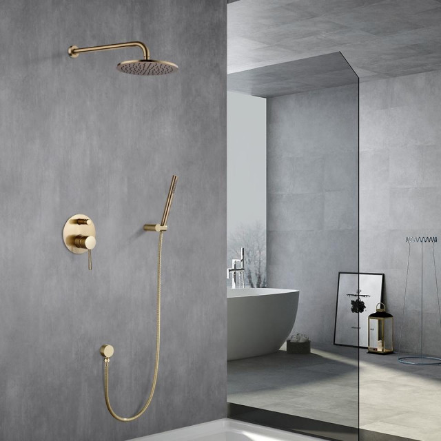 Wasser™ Brass Shower System With Handheld Shower, 8" Shower Head ...