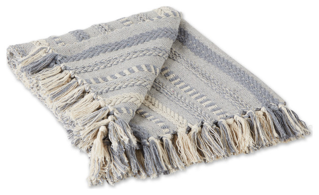Gray Braided Stripe Throw - Contemporary - Throws - by VirVentures | Houzz
