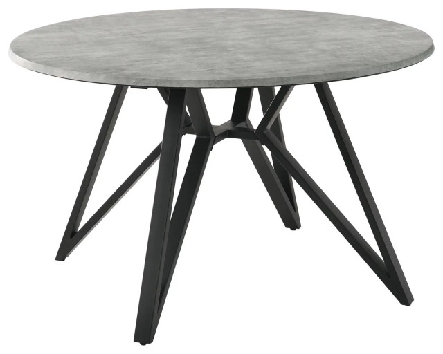 Modern Dining Table, Butterfly Shaped Metal Base With Round Faux ...