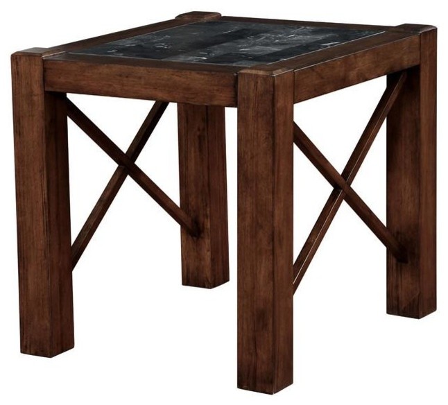 Rani Transitional End Table In Brown Cherry Finish - Transitional ...