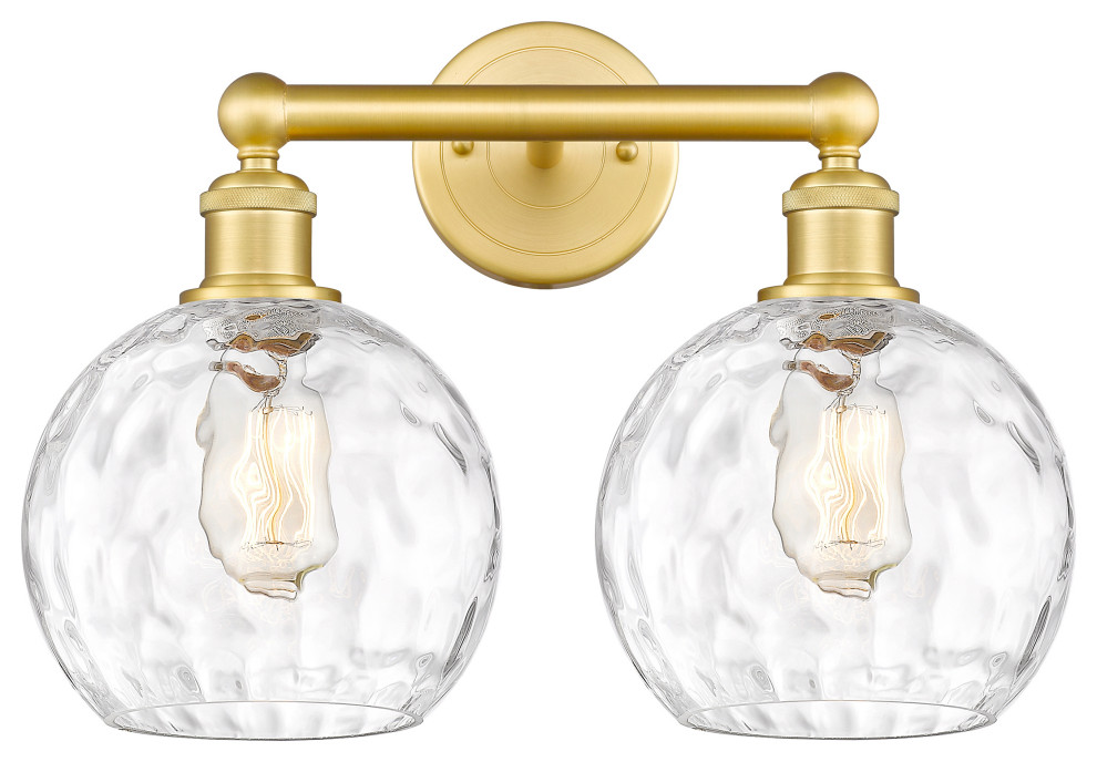 Athens 2-Light 17" Bath Vanity Light, Clear Water Glass - Industrial ...