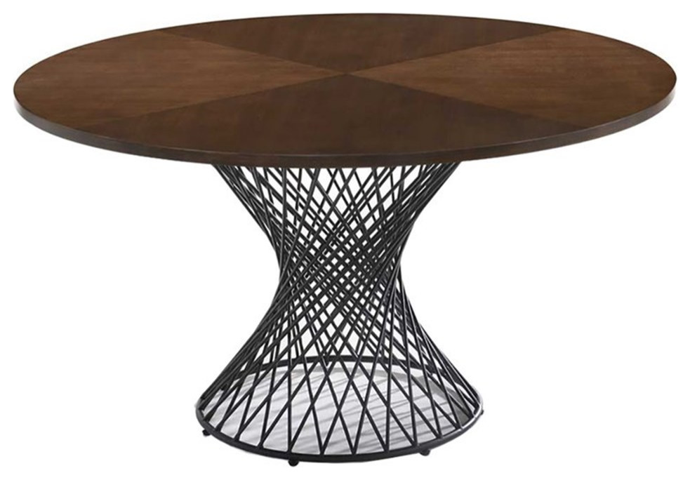 Limari Home Theresa Modern Wood & Metal Table with Pedestal leg in ...