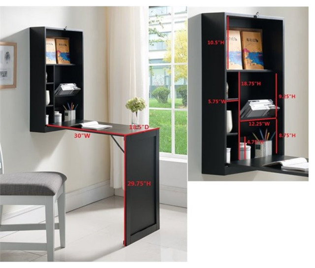 IN Room Furniture Designs Modern Wood Drop Down Wall-Mounted Desk in ...