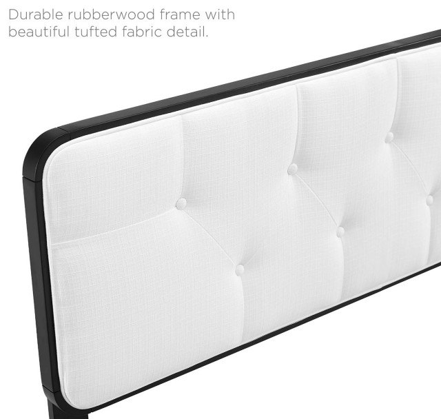 Tufted Headboard, Queen Size, Wood, Fabric, Black Beige, Modern ...