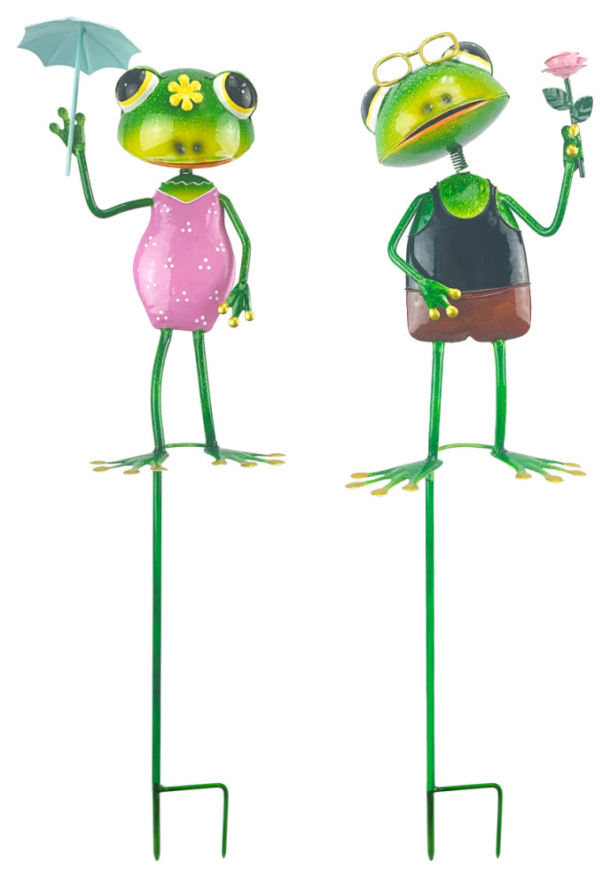 Stake Frogs Umbrella Set of 2 - Eclectic - Garden Statues And Yard Art ...