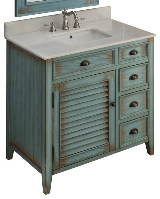 36" Distress Blue Abbeville Bathroom Sink Vanity - Farmhouse - Bathroom ...
