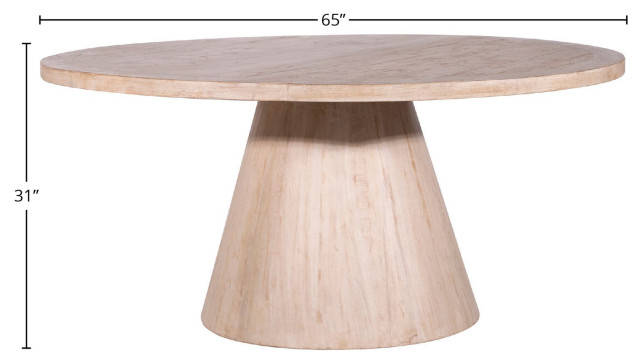 Antonio Round Reclaimed Pine Cone Pedestal Base Dining Table, 65 ...