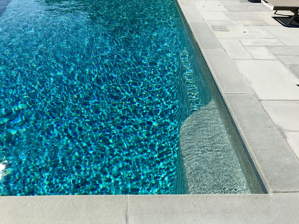 Aqua Blue Pebble Sheen w/ Lapis Blue Tile - Beach Style - Pool - Boston ...