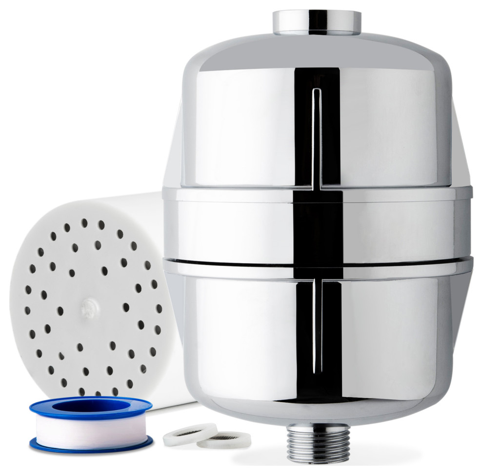 iSpring 15-Stage Never Clog High Output Shower Filter, Chrome Finish ...