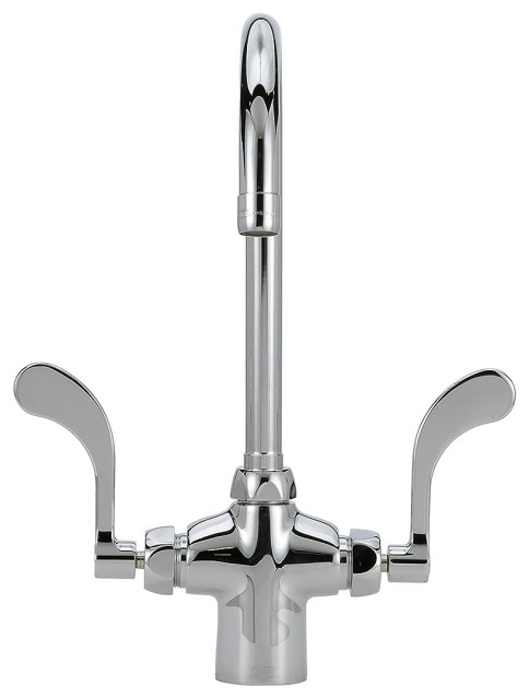 Unique Bathroom Faucet, Gooseneck Spout & 2 Wrist Blade Handles, Plated ...