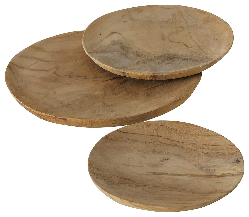 Natural Teak Wood Plates - Transitional - Decorative Plates - by Whole ...