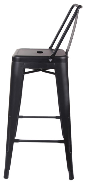 Black 30" High Back Metal Bar Stools Set of 8 - Industrial - Bar Stools ...