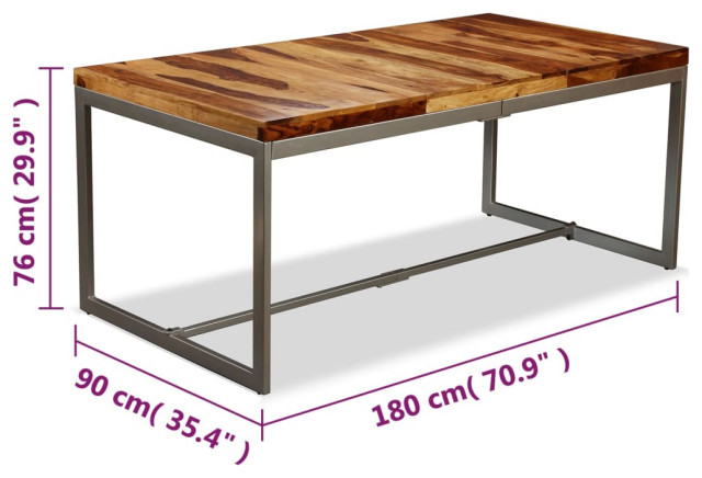 vidaXL Dining Table Kitchen Wooden Dinner Table Solid Sheesham Wood and ...