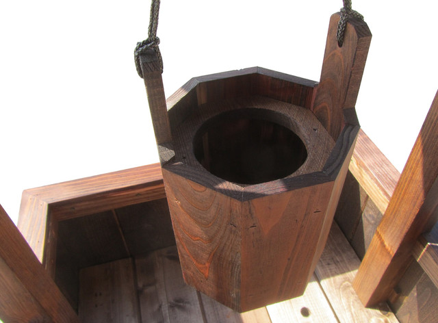 SamsGazebos Wishing Well Style Wood Planter with Composite Shingle Roof ...