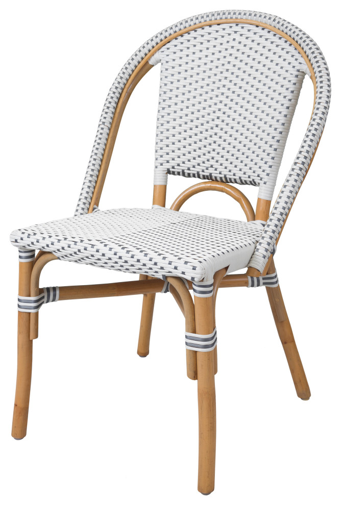 Avignon Paris Rattan Bistro Chair, White/Gray - Tropical - Outdoor ...