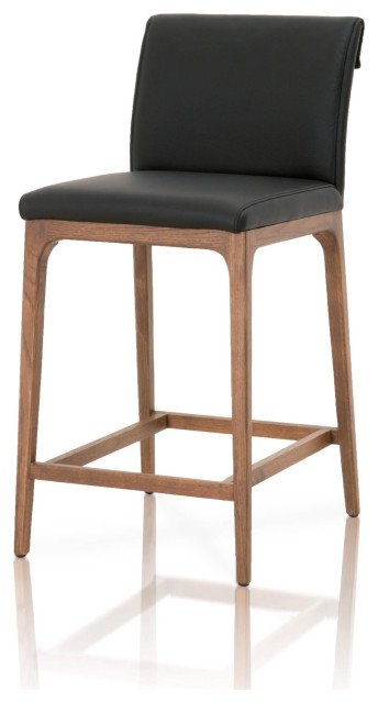 Alex Counter Stool Sable Top Grain Leather, Walnut - Midcentury - Bar ...