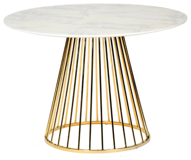 Ray Modern White and Gold Round Dining Table - Contemporary - Dining ...