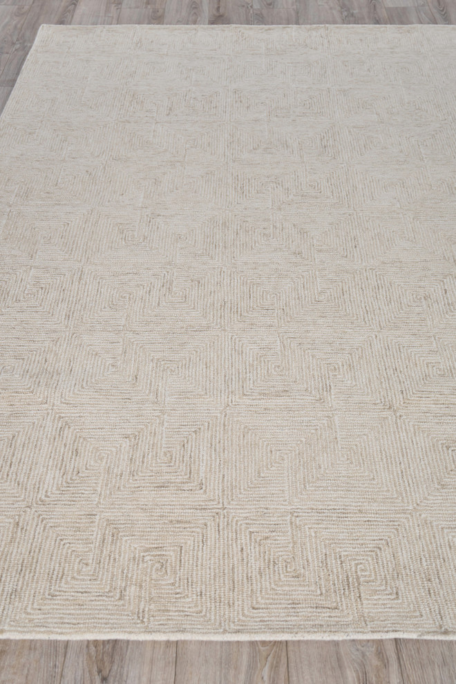 Caprice Hand Tufted New Zealand Wool Beige/Ivory Area Rug, 12'x15 ...