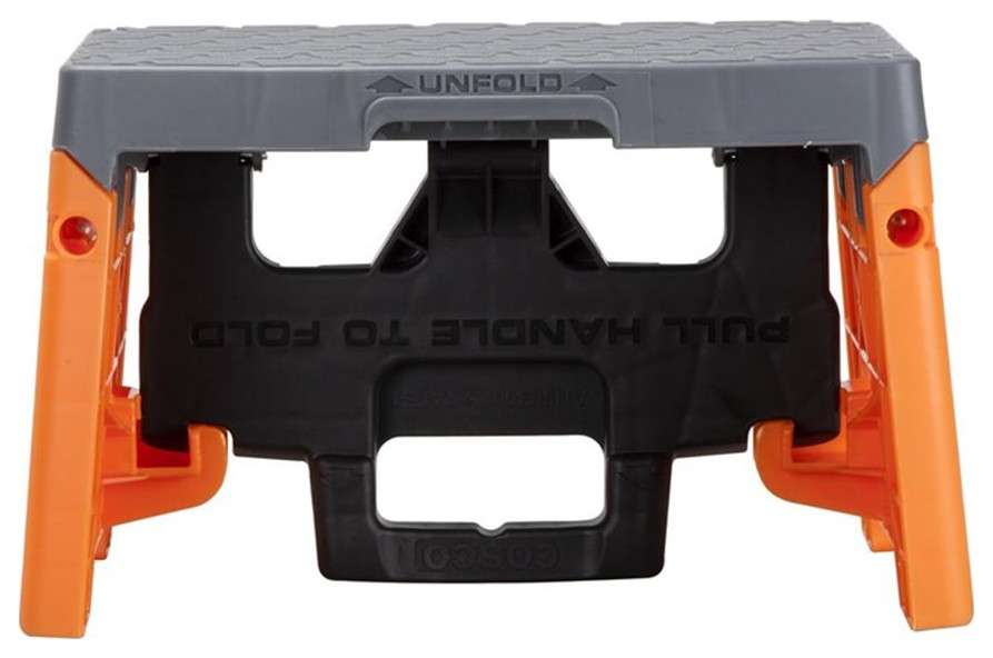 COSCO Type1A Molded Folding Step Stool in Orange and Gray - Ladders And ...