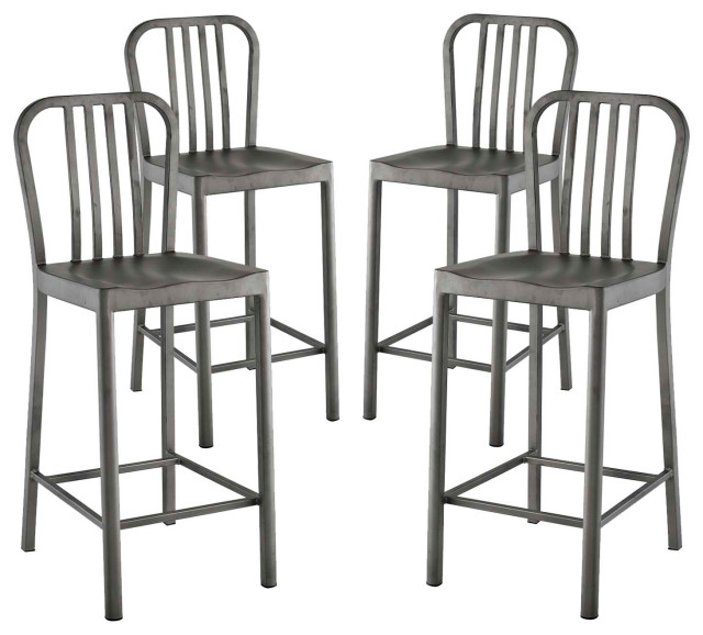 Clink Counter Stool Set of 4 - Industrial - Outdoor Bar Stools And ...